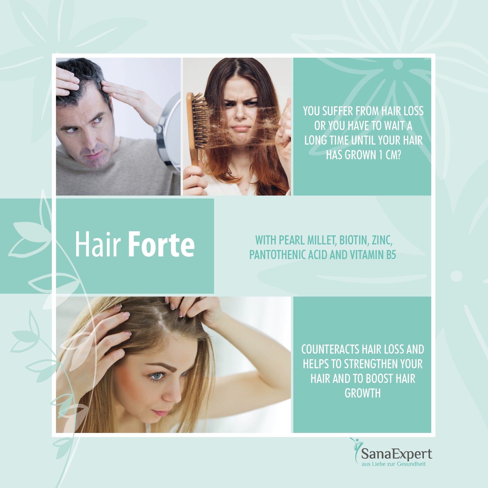 Set supliment nutritiv pentru par, SanaExpert Hair Forte, pentru femei ...