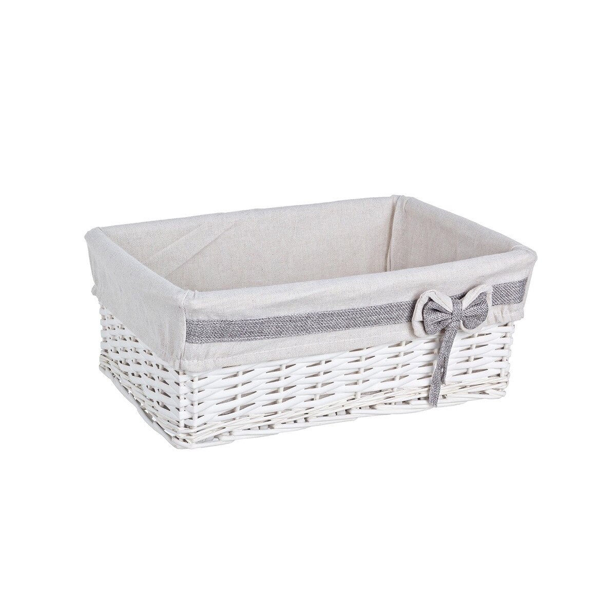 Cos decorativ rattan alb cu husa Ribbon 38 cm x 28 cm x 15 h - eMAG.ro