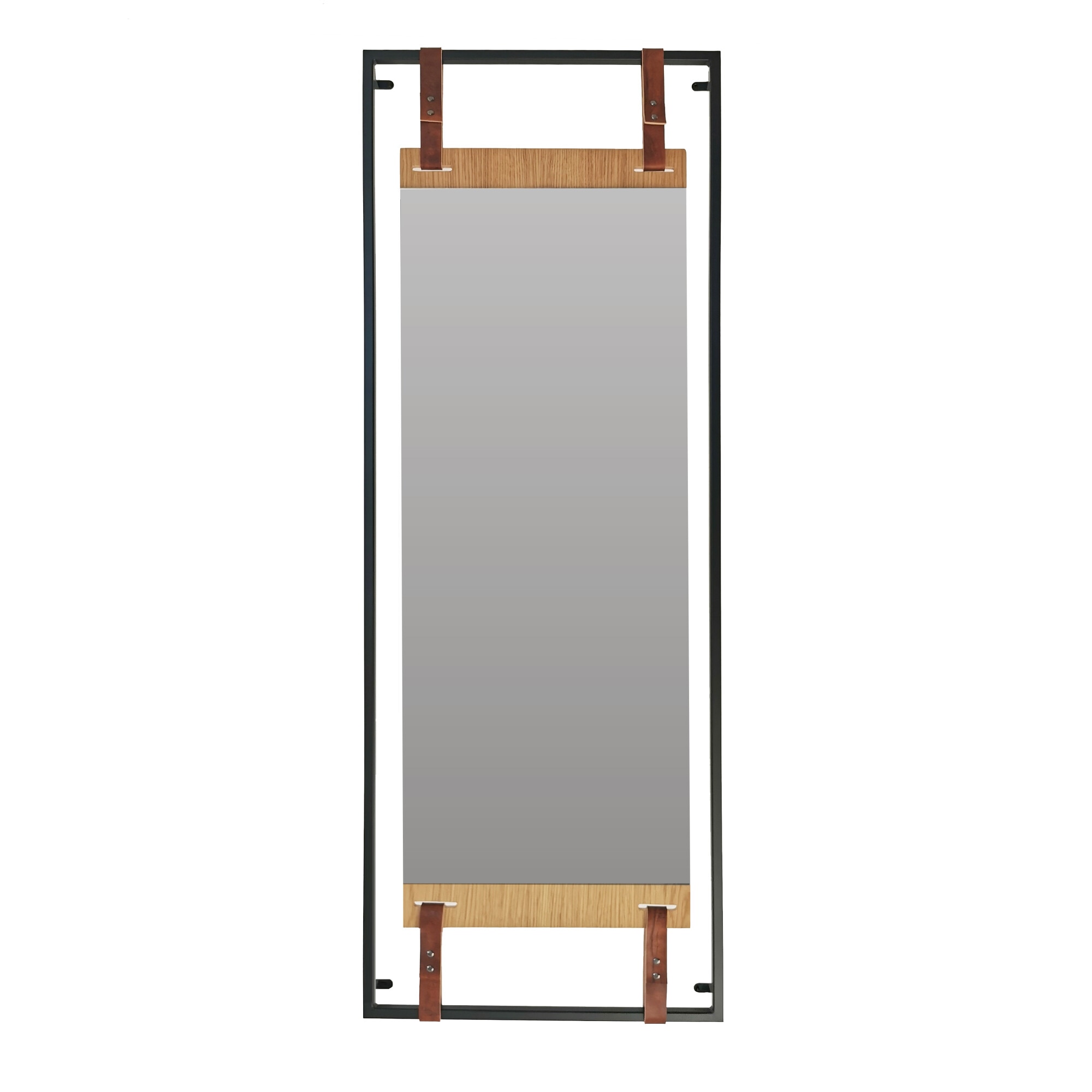 Oglinda acrilica, mad About, metal/lemn/piele, industrial, negru, 140 x ...