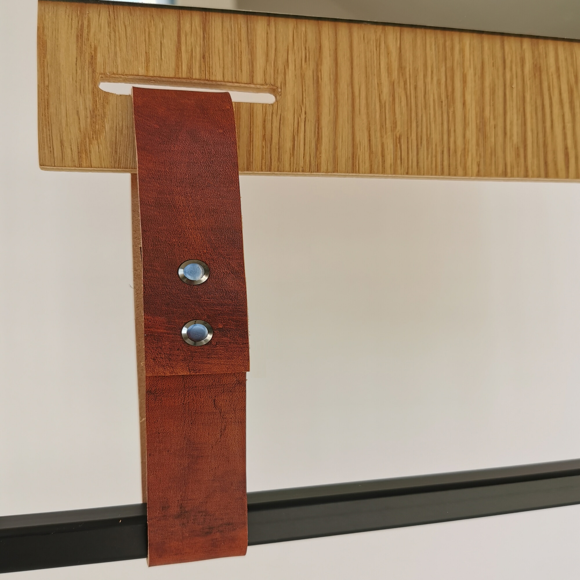 Oglinda acrilica, mad About, metal/lemn/piele, industrial, negru, 140 x ...