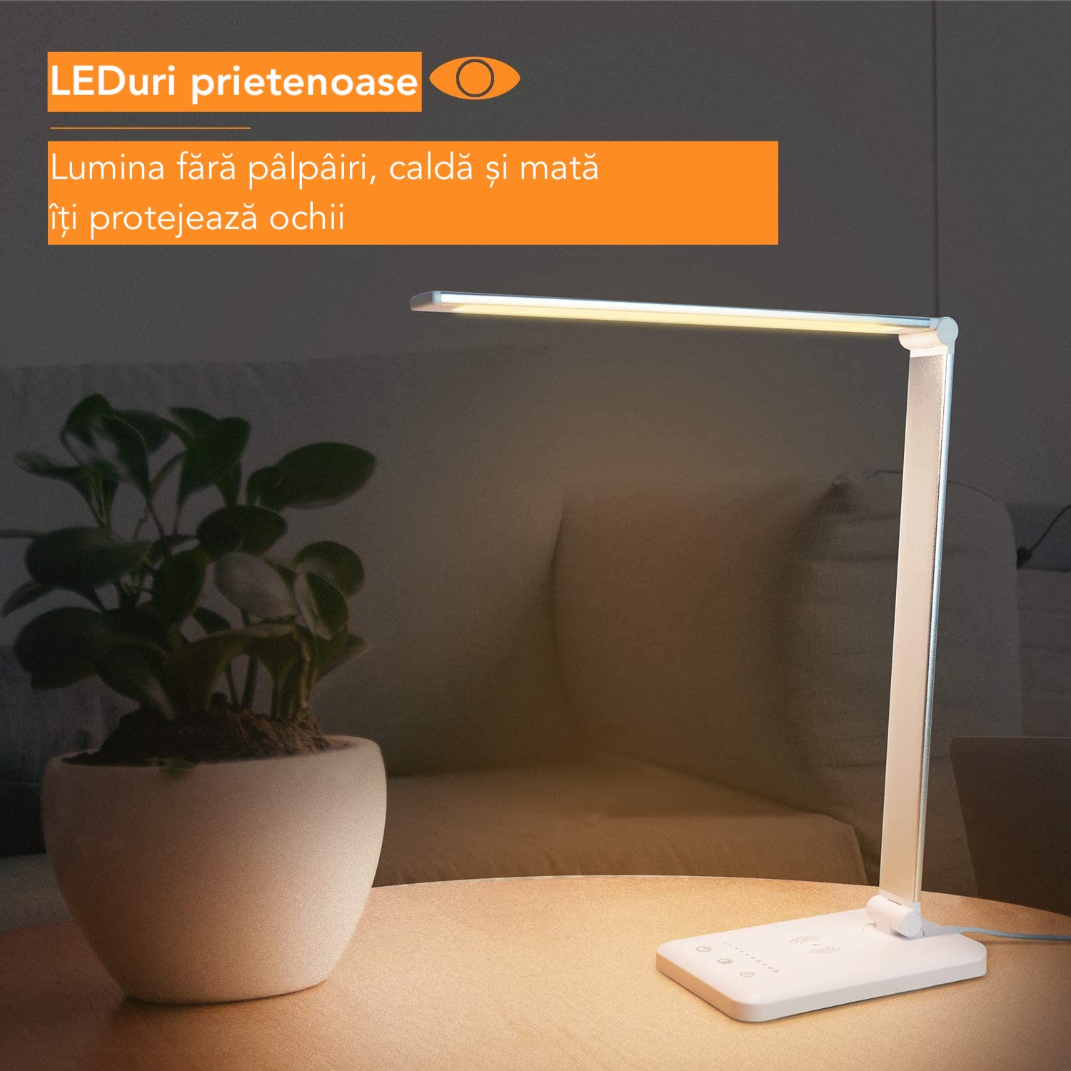Veioza lampa LED Smarter pentru casa si birou, control touch ...