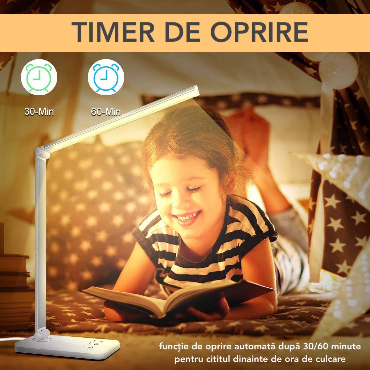 Veioza lampa LED Smarter pentru casa si birou, control touch ...