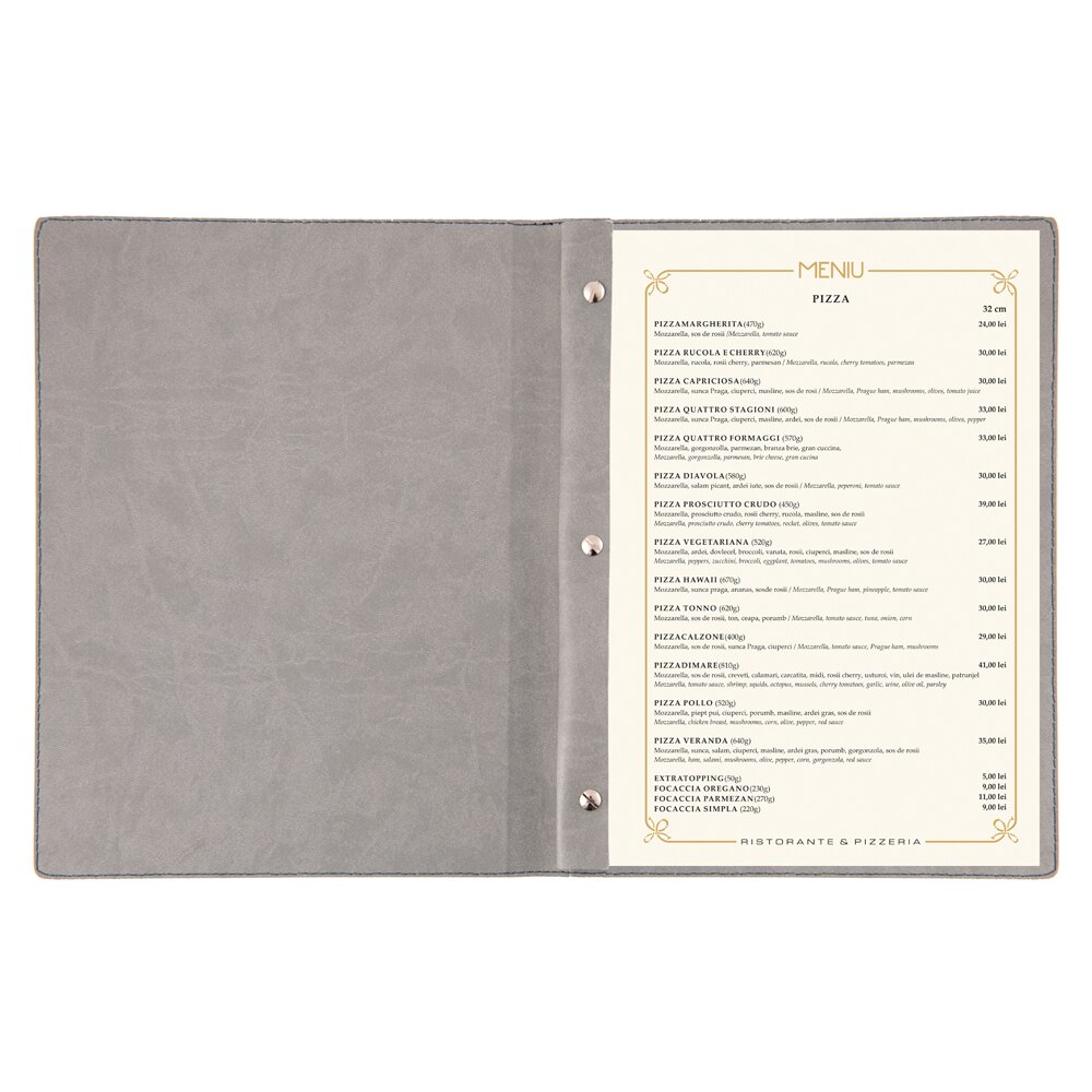 Mapa meniu A4+, Wood, piele PU interior/exterior, lavabila, negru - eMAG.ro