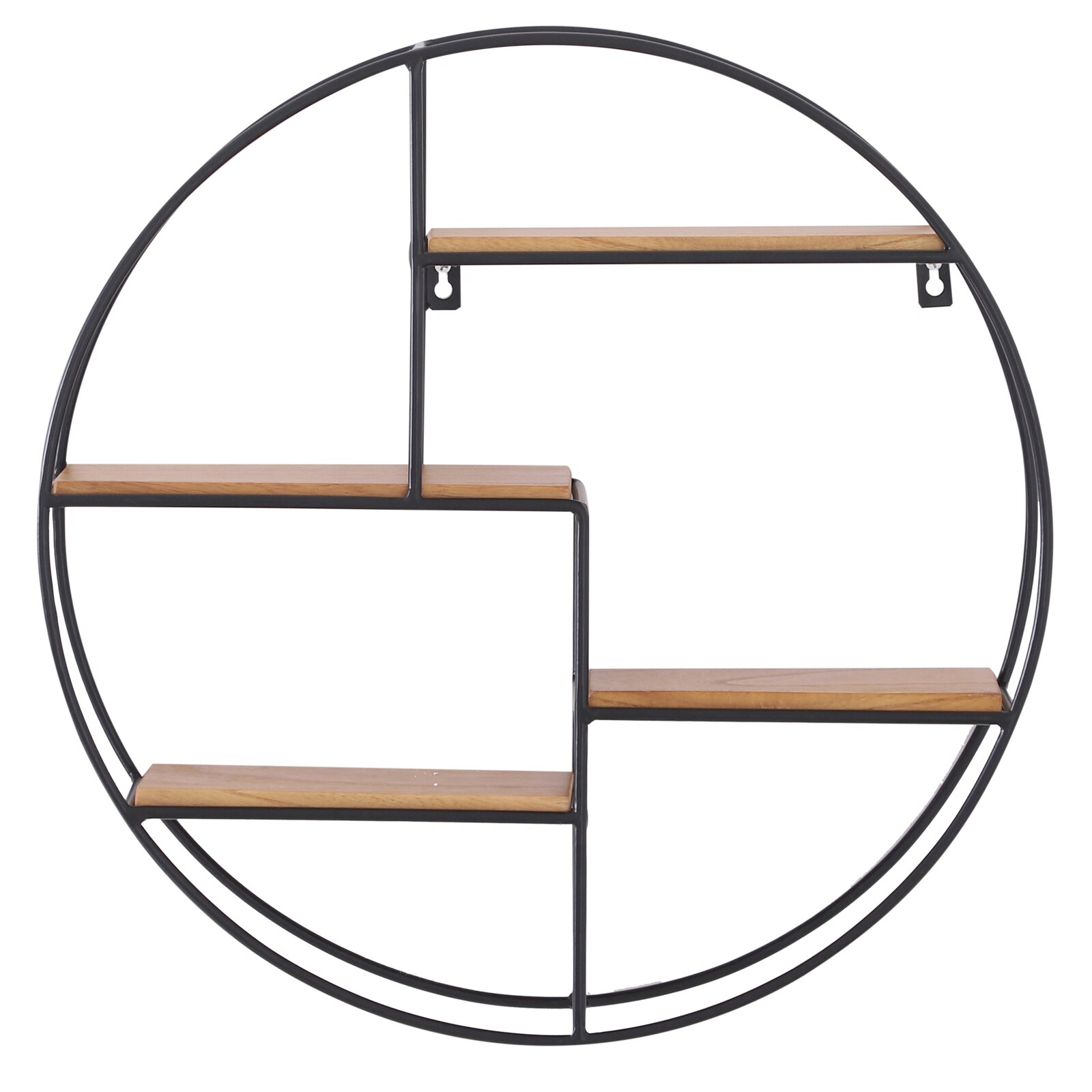 Raft cu 4 etajere, Rotund, Metal/lemn, Negru/natur, ∅45xD11 cm - eMAG.ro