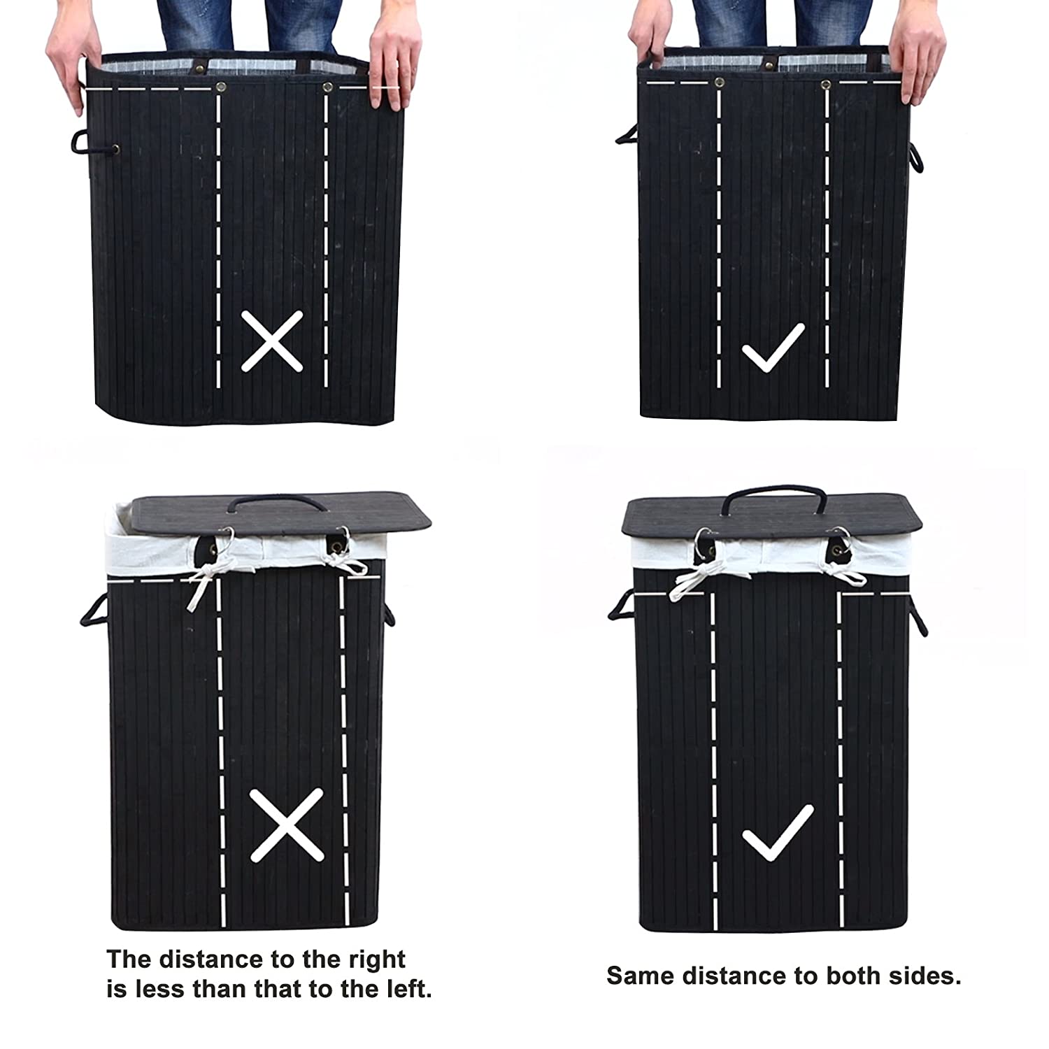 Cos rufe, Pliabil, 72 L, Bambus, Negru, 40x60x30 cm - eMAG.ro