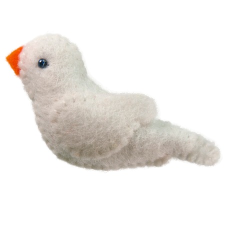 Pasare, Fetru, Alba, Cioc Portocaliu, 6x3x1 cm - eMAG.ro