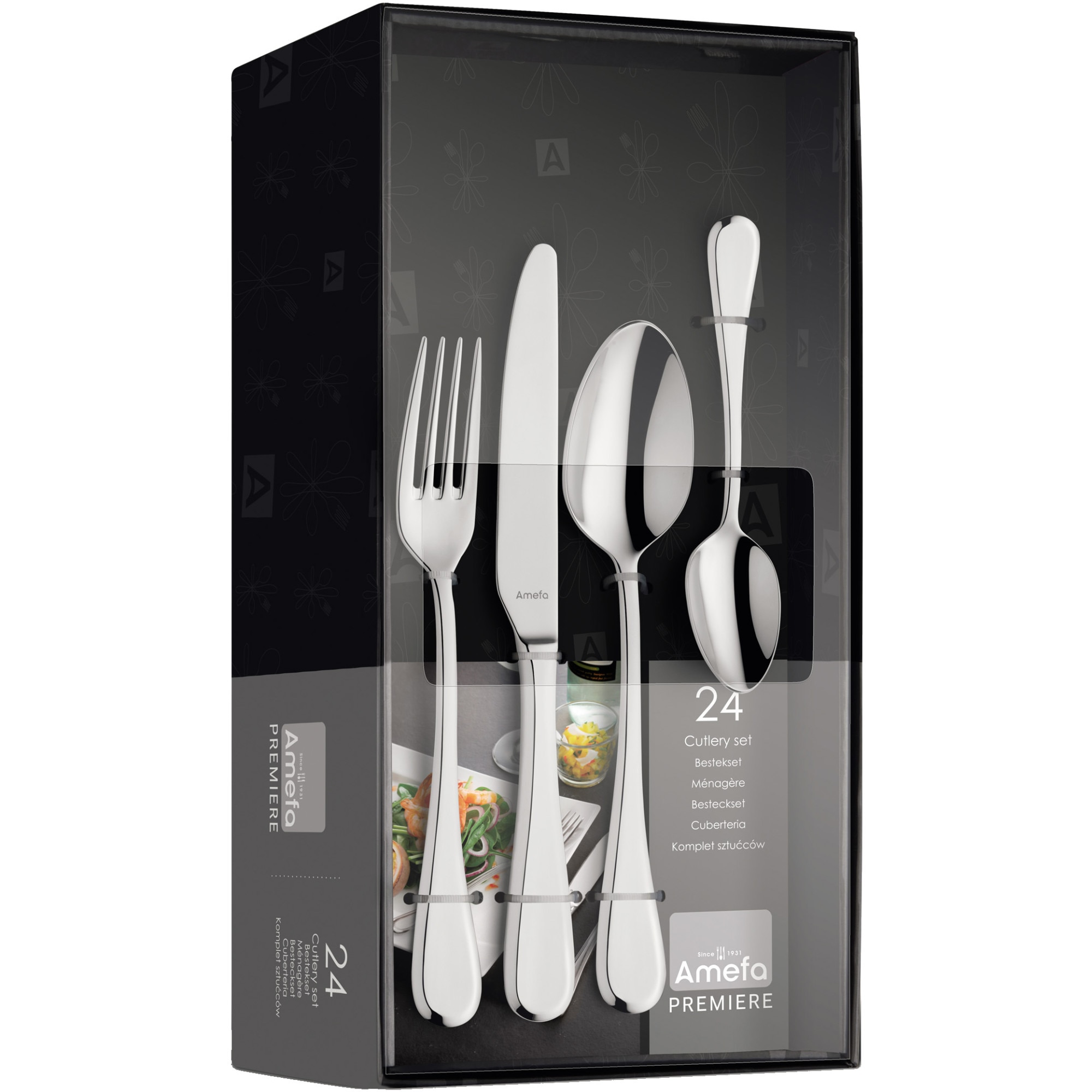 Комплект прибори за хранене Amefa Drift, 24 части, Inox - eMAG.bg