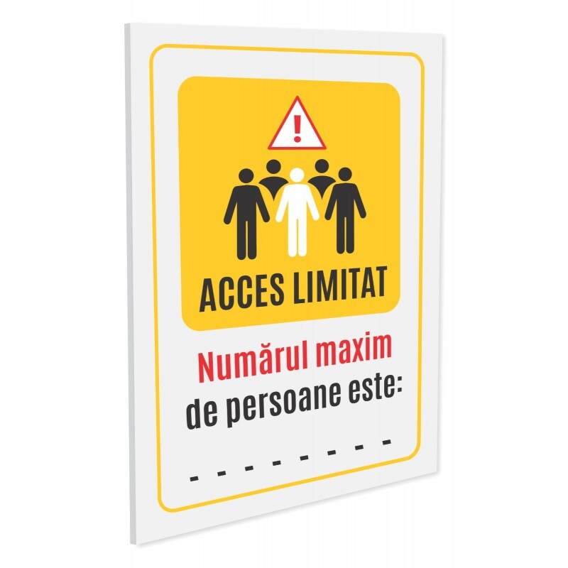 Indicator de avertizare acces limitat a numarului de persoane 140x200 ...