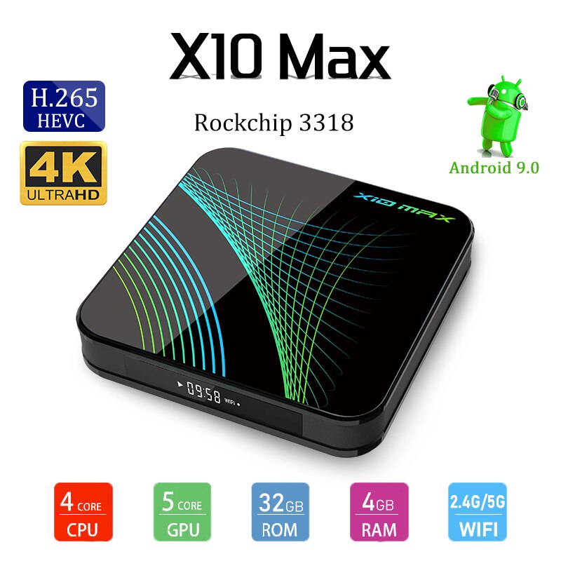 Мултимедиен Андроид бокс X10MAX, 4GB/32GB, 4K Quad Core, Smart TV Box ...