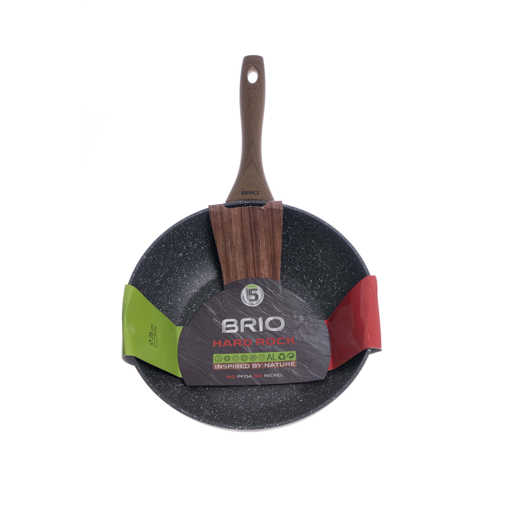 Тиган WOK BRIO HARD ROCK с незалепващо покритие, 28 см - eMAG.bg