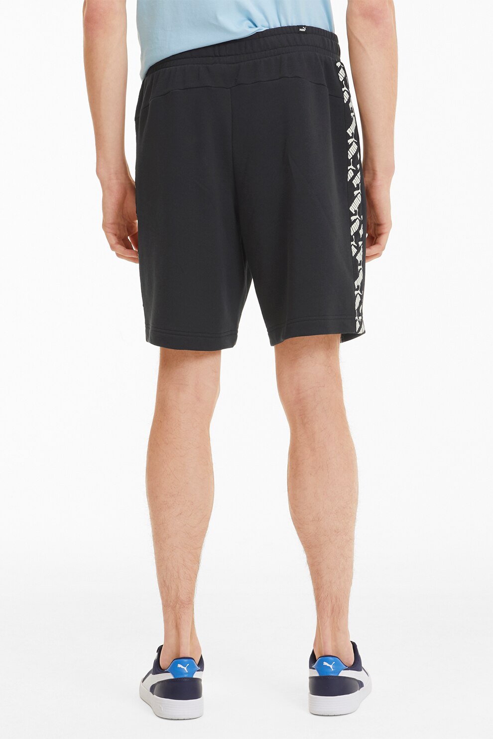 Puma, Къс спортен панталон Amplified с кантове встрани, Черен, XL - eMAG.bg