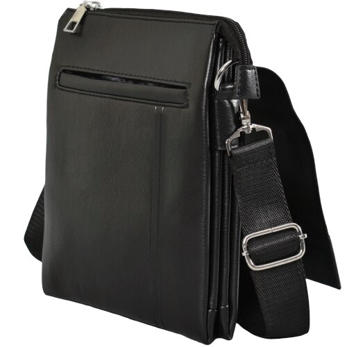 Geanta barbati, Piele ecologica, 20/25/3cm, Neagra - eMAG.ro