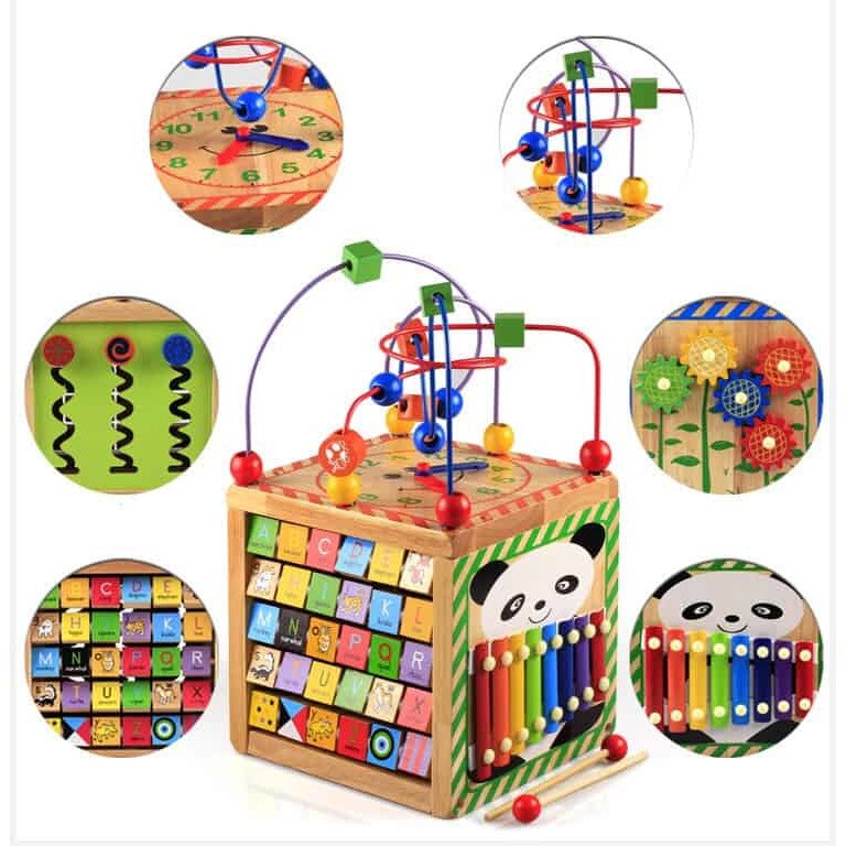 Oktatási fakocka 6 az 1-ben tevékenységek Busy Beads Panda - eMAG.hu