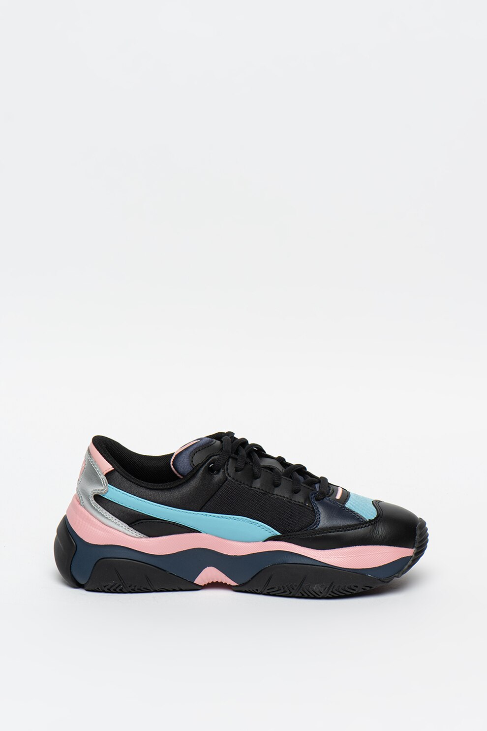 Puma, Спортни обувки Storm.Y с кожа, Черен, 4 - eMAG.bg