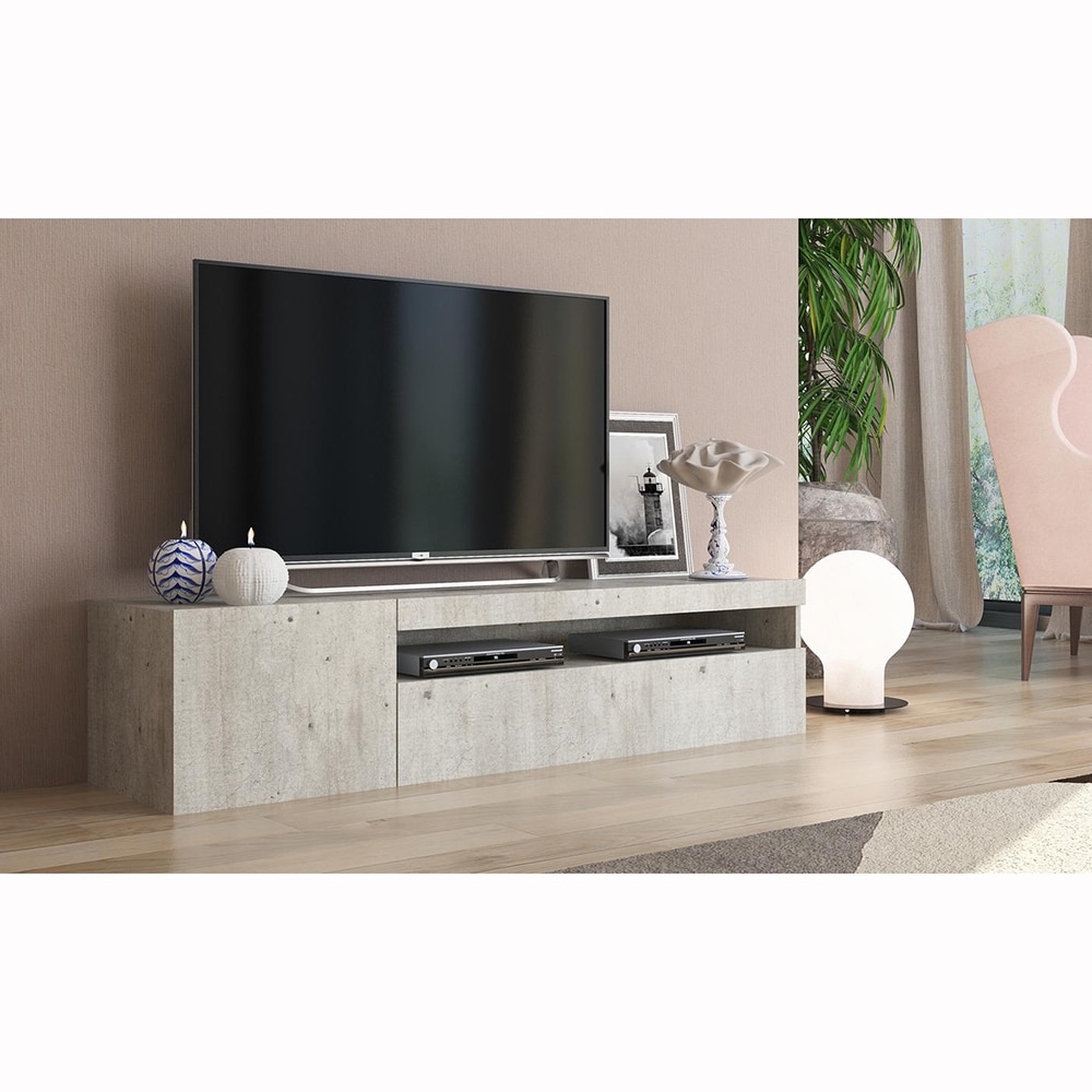 Dulap TV Daiquiri 17010670, marmura alba, 154x40x36cm, Made in Italy ...