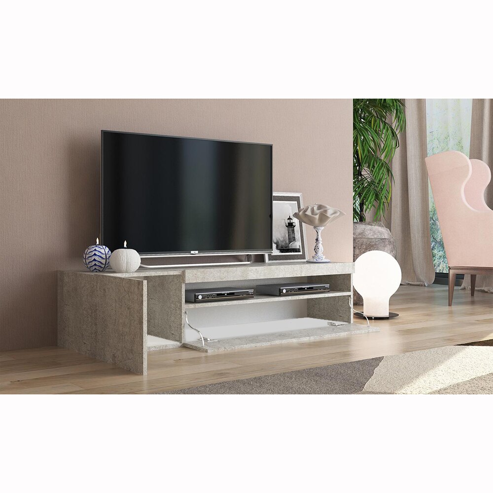 Dulap TV Daiquiri 17010670, marmura alba, 154x40x36cm, Made in Italy ...