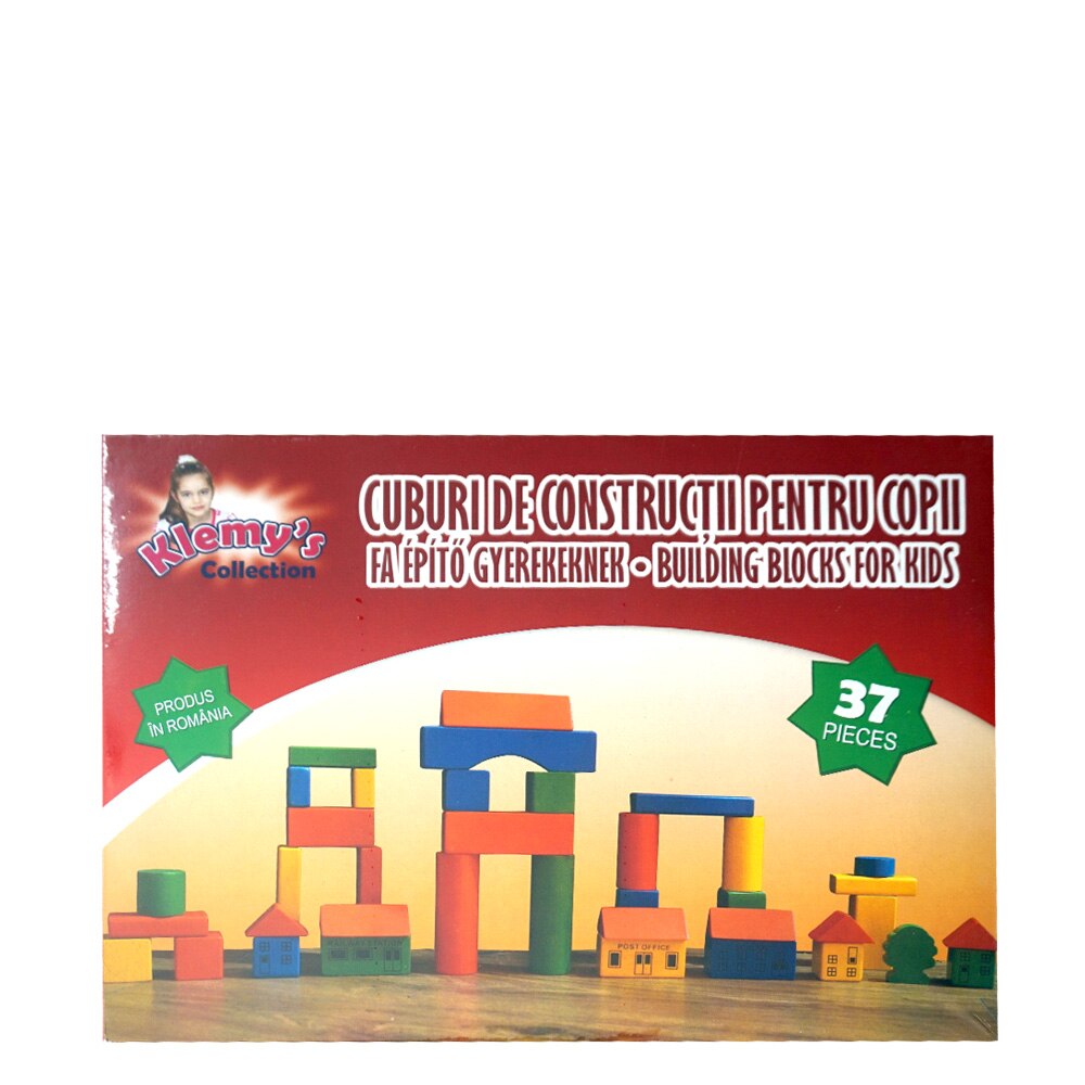 Cuburi de constructii pentru copii, joc din lemn, 37 piese - eMAG.ro