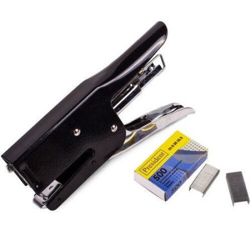 Capsator metalic profesional 26/6 de birou + 500 capse, negru - eMAG.ro