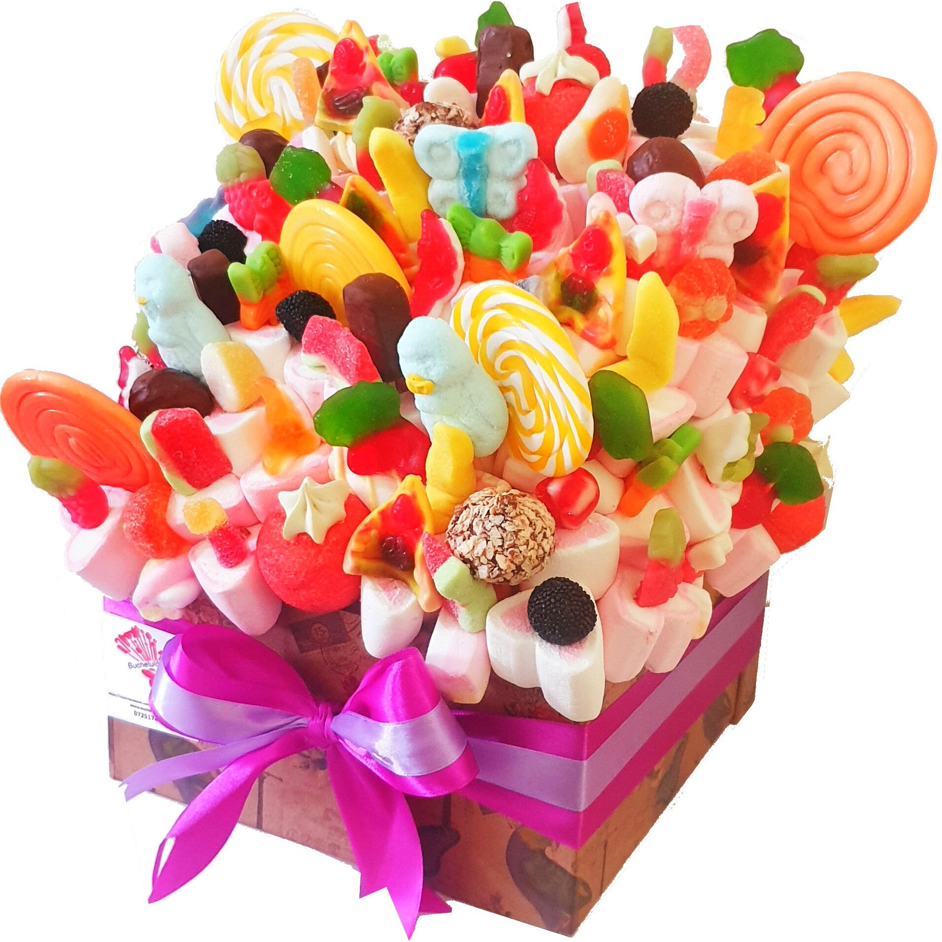 Aranjament cu acadele, jeleuri si ciocolata, multicolor - eMAG.ro