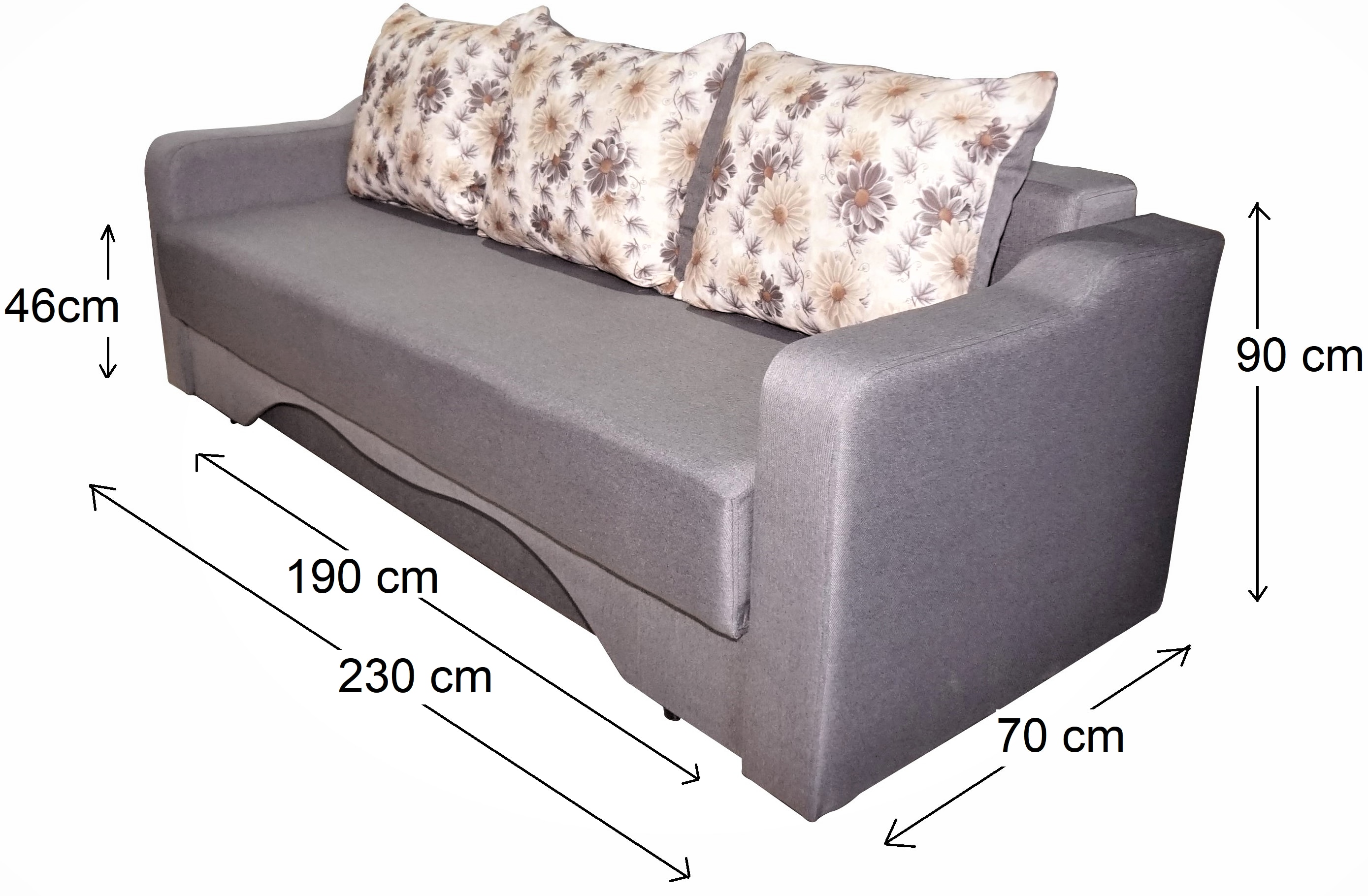 Canapea extensibila Nefmob Amias 230x70x90 cm, culoare Maro Inchis ...