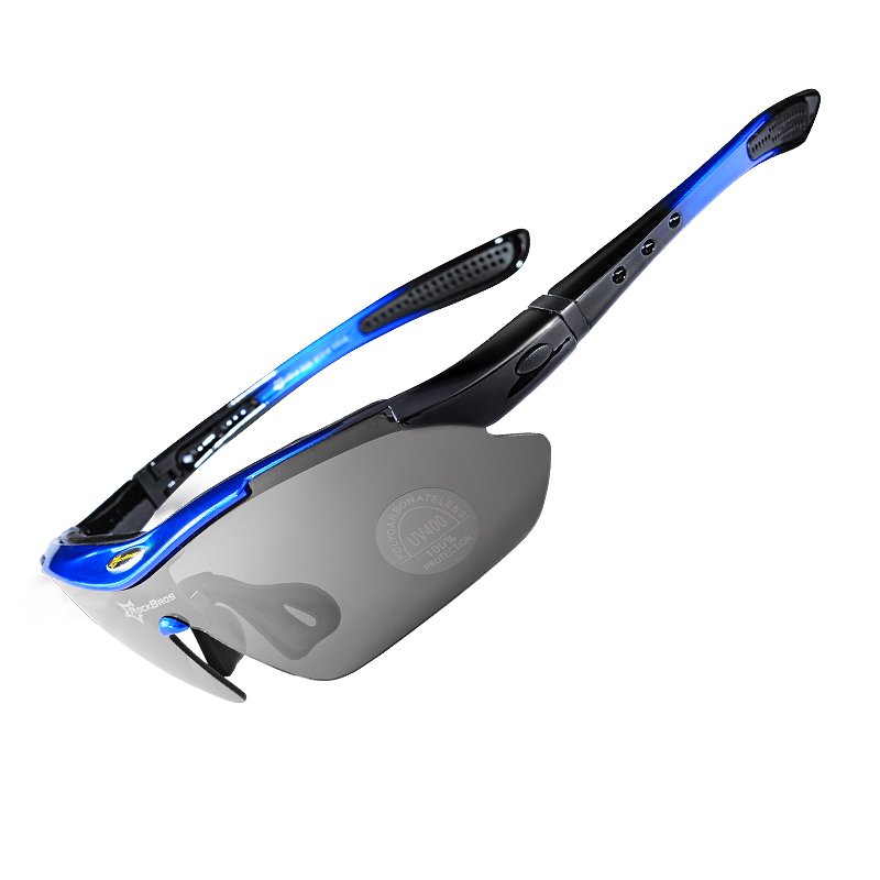 Pachet ochelari ROCKBROS Polarizati ultra usori cu 5 lentile interschimbabile, rama albastru ...