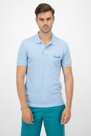 Lacoste, Tricou polo de bumbac, Albastru azur, 8 - eMAG.ro