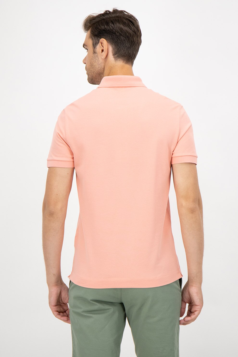 Lacoste, Tricou polo cu logo brodat, Roz somon, 2 - eMAG.ro