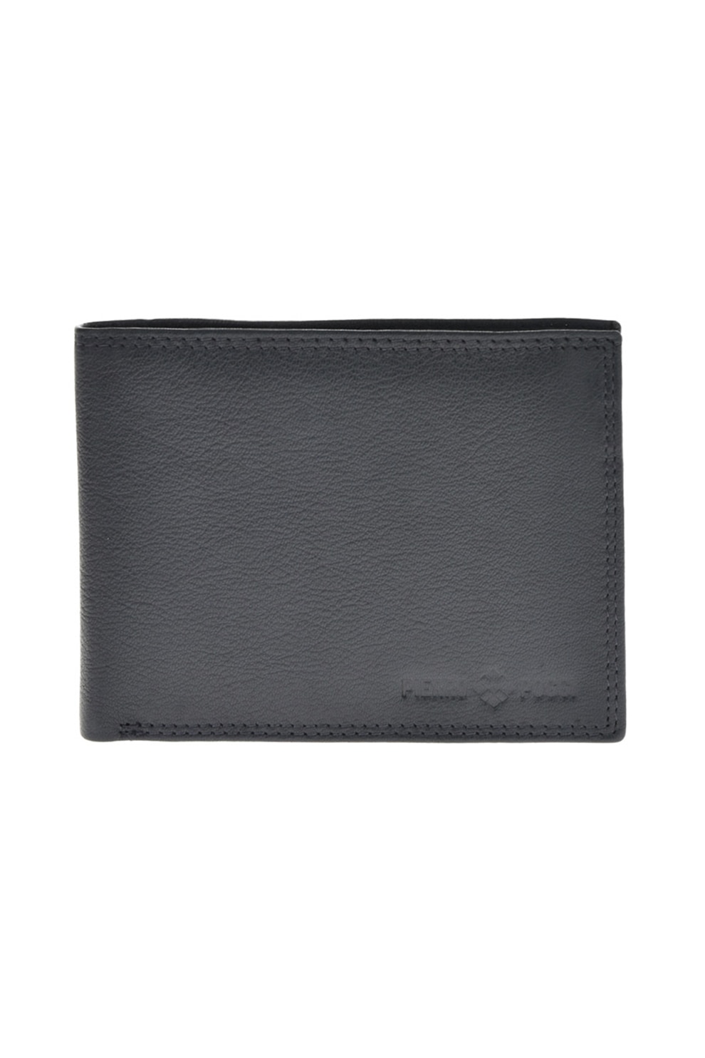 Pierro Poggi, Portofel pliabil din piele cu logo stantat, Bleumarin ...