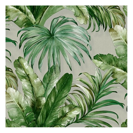 Tapet vinilic lavabil, stil tropical cu frunze de palmier, culoare ...