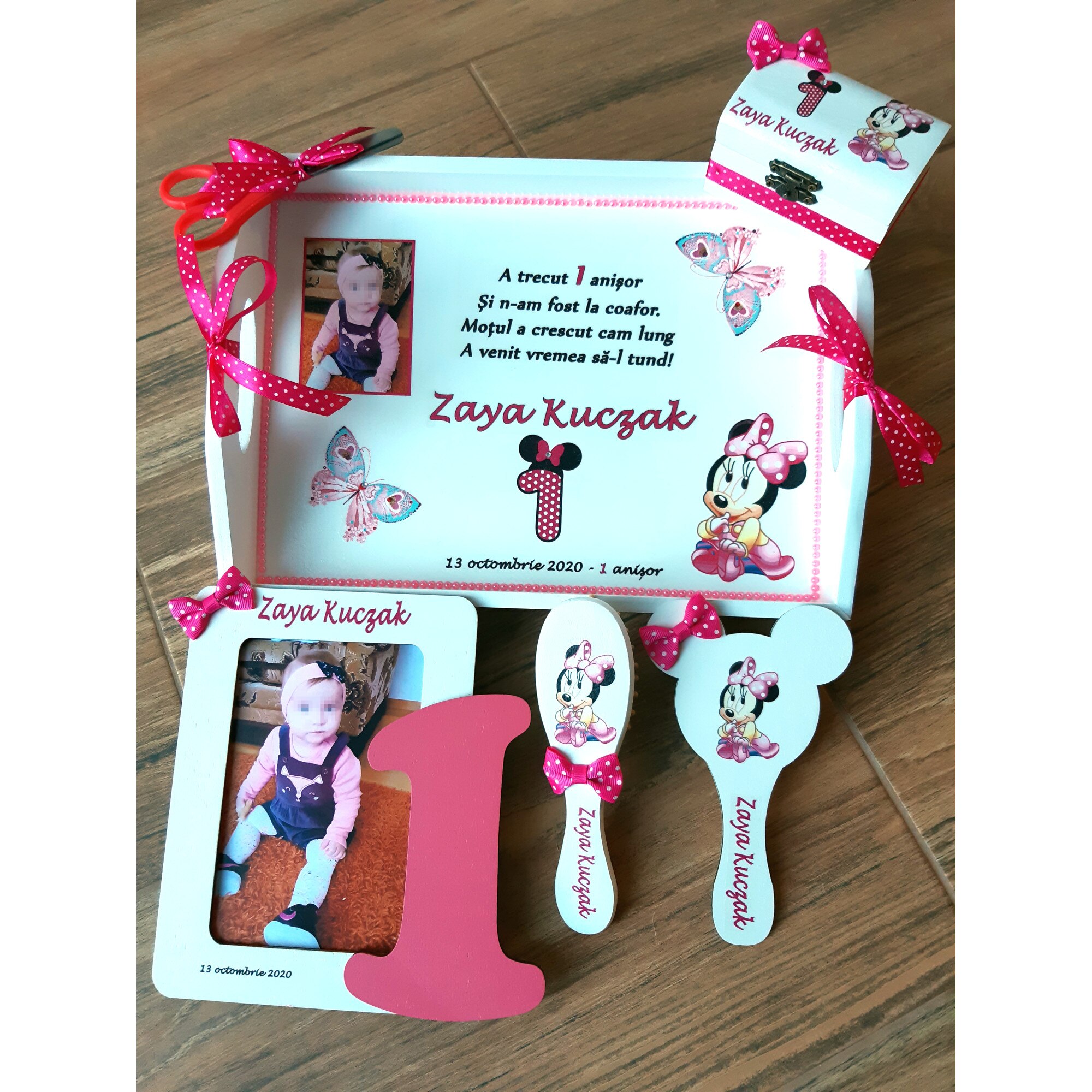 Set personalizat pentru taierea motului la fetita, 6 articole - eMAG.ro