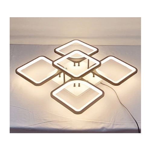 Lustra LED patrata 4+1 dimabila cu telecomanda, 3 tipuri de lumina ...