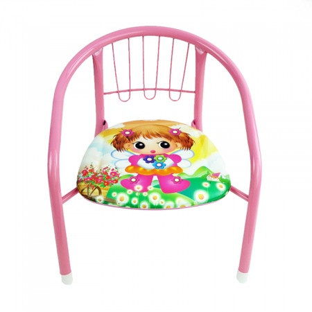 Scaunel pentru copii cu picioare din metal, cu spatar, roz, 26 cm - eMAG.ro