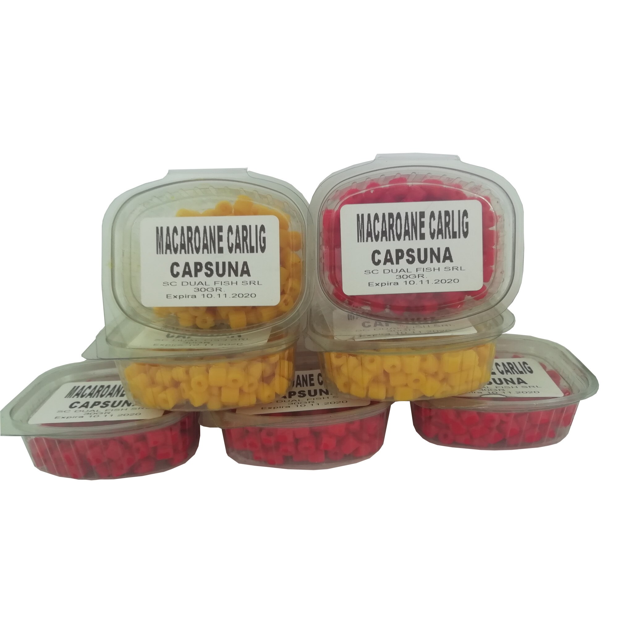 Set 5 cutii Momeala Dual Fish, Macaroane Carlig, aroma capsuni. - eMAG.ro