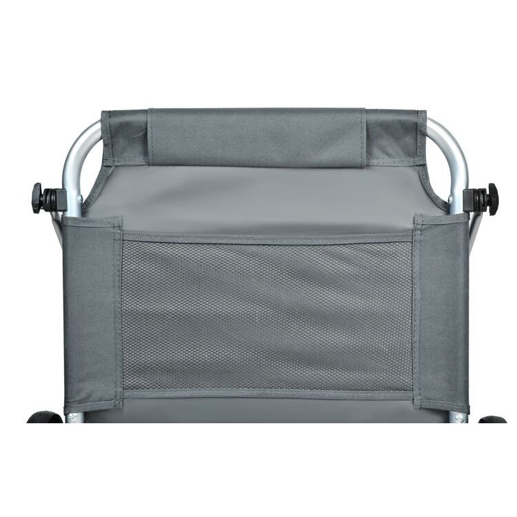 Sezlong pliabil cu acoperis, pe roti, Gaia, gri, 115 x 52 cm, Otel ...