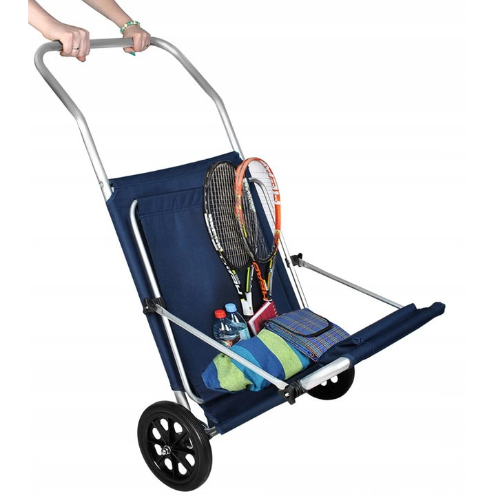 Sezlong pliabil cu acoperis, pe roti, Gaia, Bleumarin, 115 x 52 cm ...