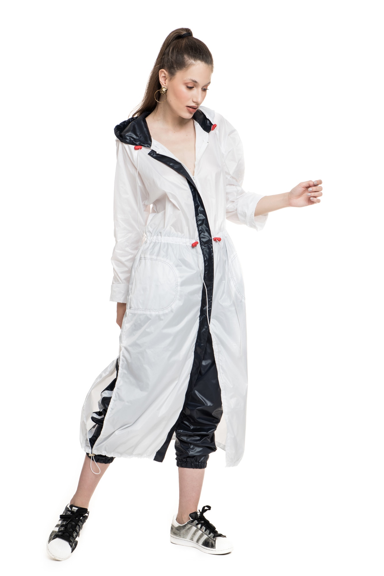 Jacheta Maressia alba din fas, cu gluga, S - eMAG.ro