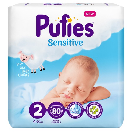 Scutece Pufies Sensitive, 2 Mini, Maxi Pack, 4-8 kg, 80 buc - eMAG.ro