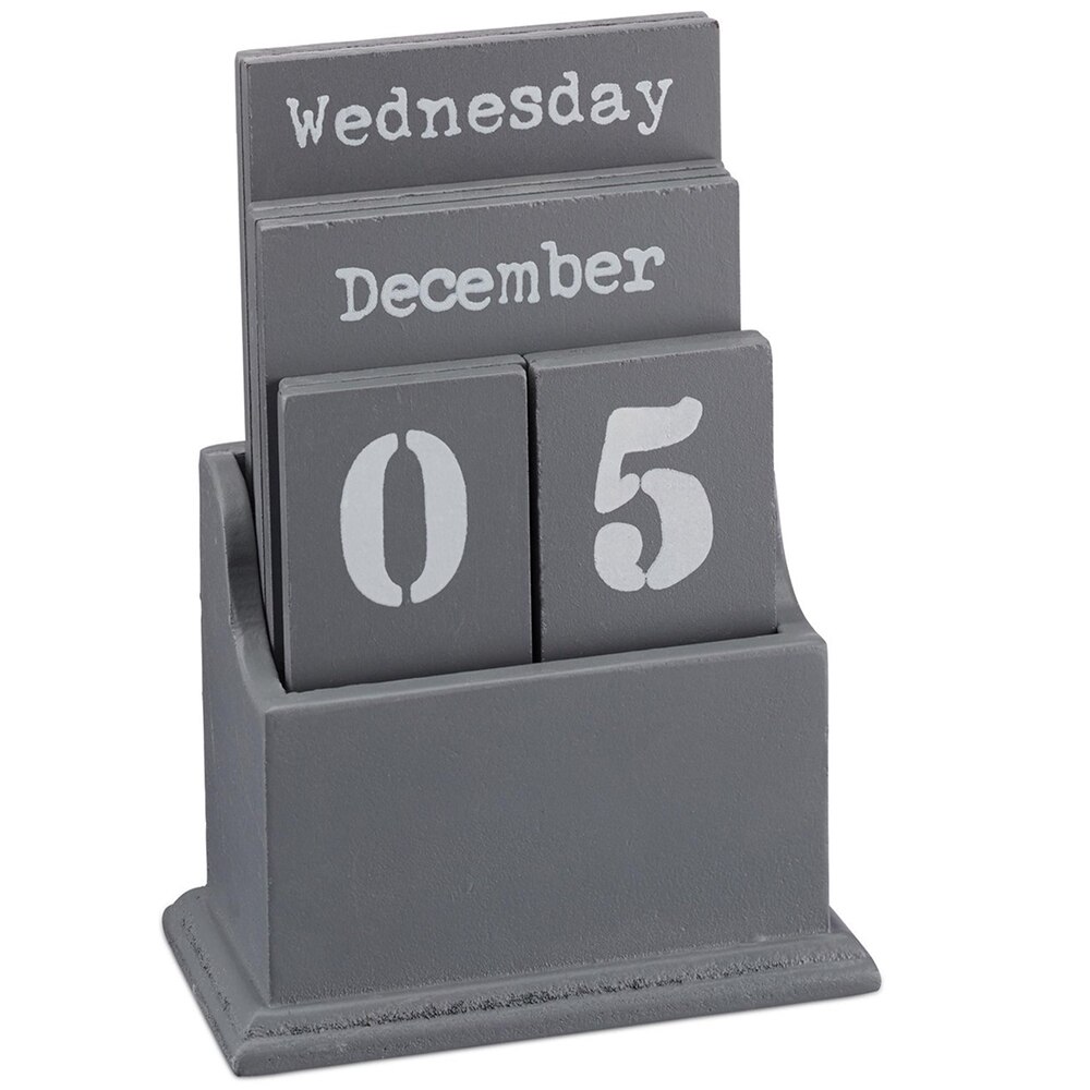 Calendar perpetuu din lemn cu placute pentru zile si luni, vintage ...