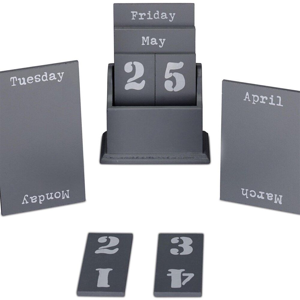 Calendar perpetuu din lemn cu placute pentru zile si luni, vintage ...