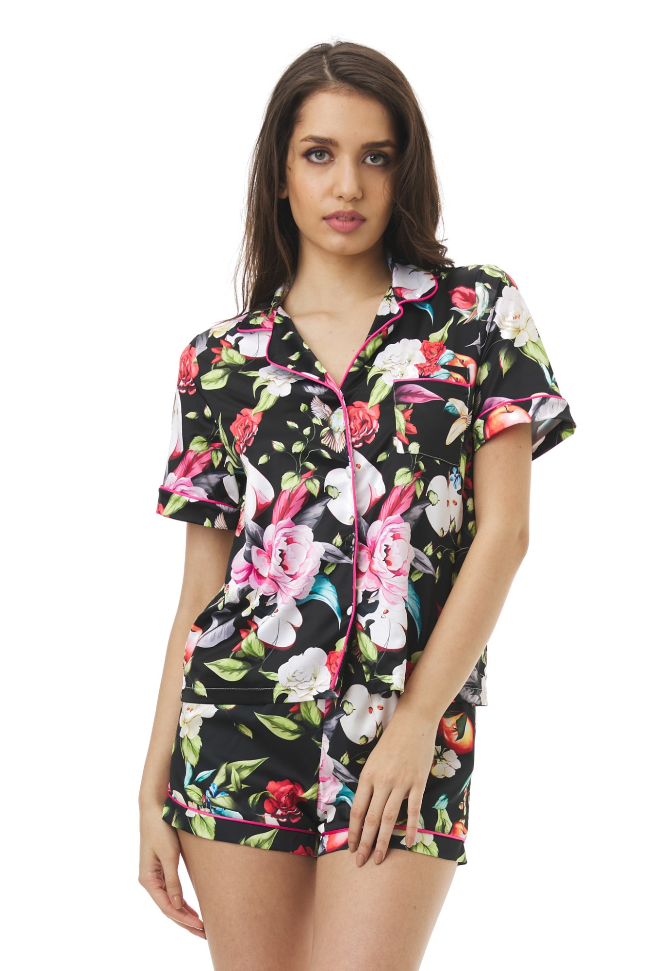 Pijama En Privé din satin de matase, Model Lola Eden Black, Multicolor ...