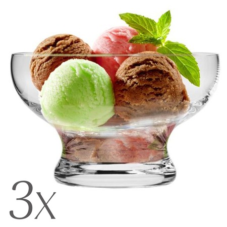 Set 3 cupe inghetata/desert/profiterol/salata fructe/sticla, Krosno ...