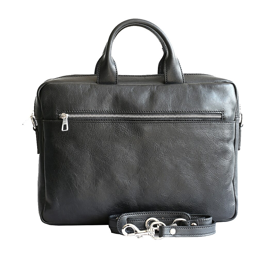 Geanta laptop din piele naturala, util land, neagra, LS148 - eMAG.ro