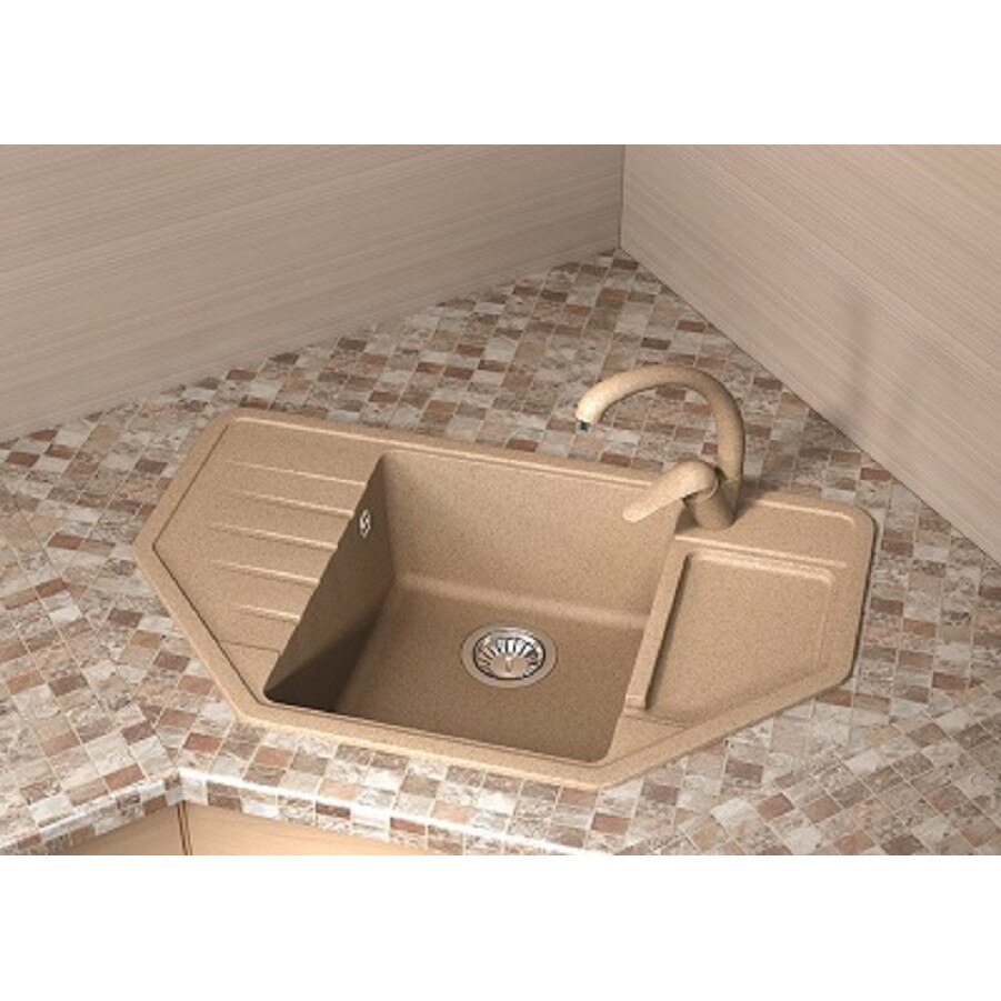 Chiuveta, DR.GANS, marmura/granit, forma pe colt, terra, 800 x 500 mm ...