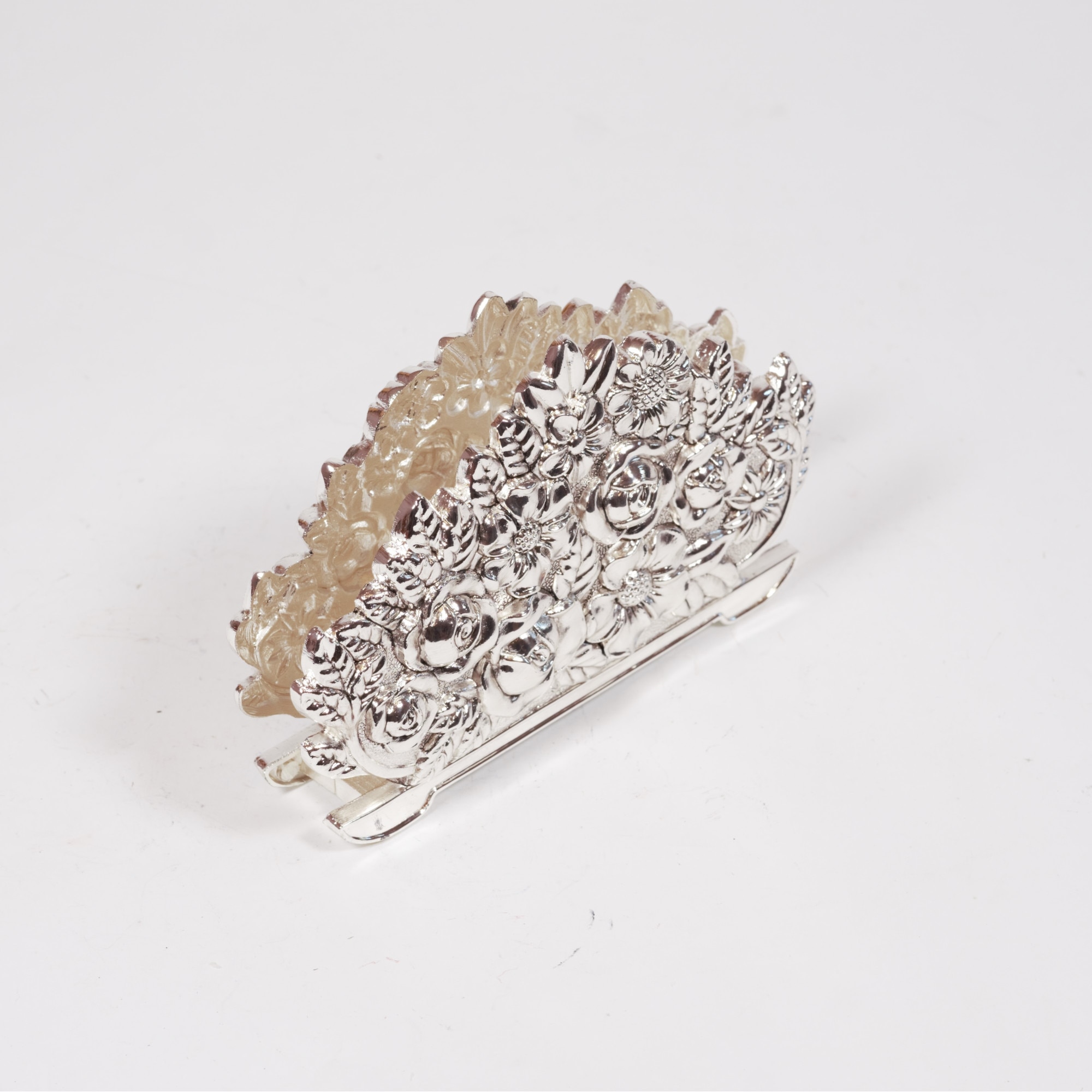 Suport servetele argintat, Flori, 15x4 cm - eMAG.ro