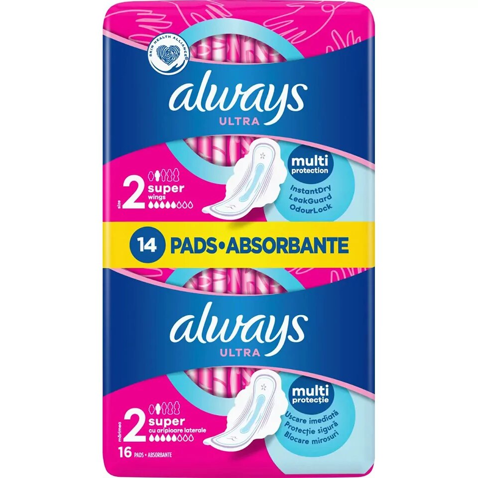 Absorbante Always Ultra Super, marimea 2, Instant Dry, 14 bucati - eMAG.ro