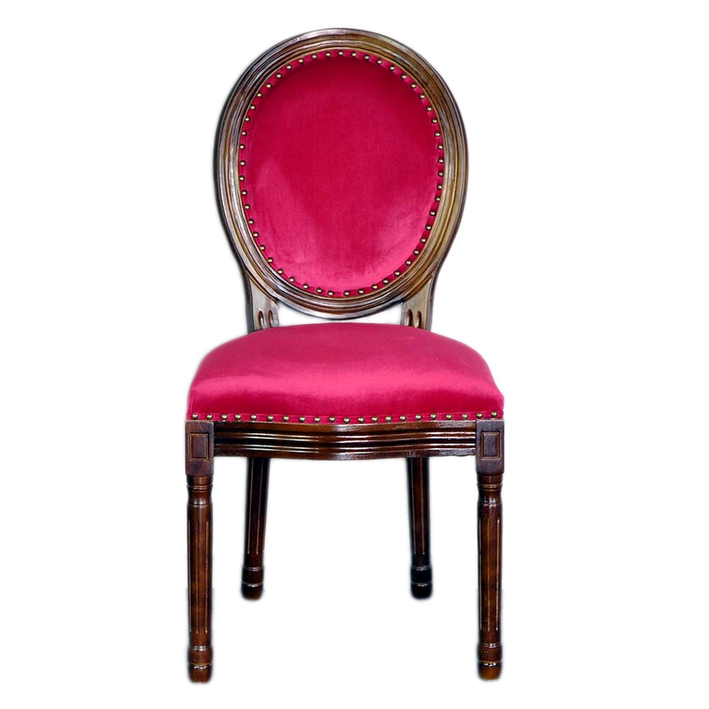 Scaun dining medalion din lemn masiv cadru maro - tapiterie bordo - eMAG.ro