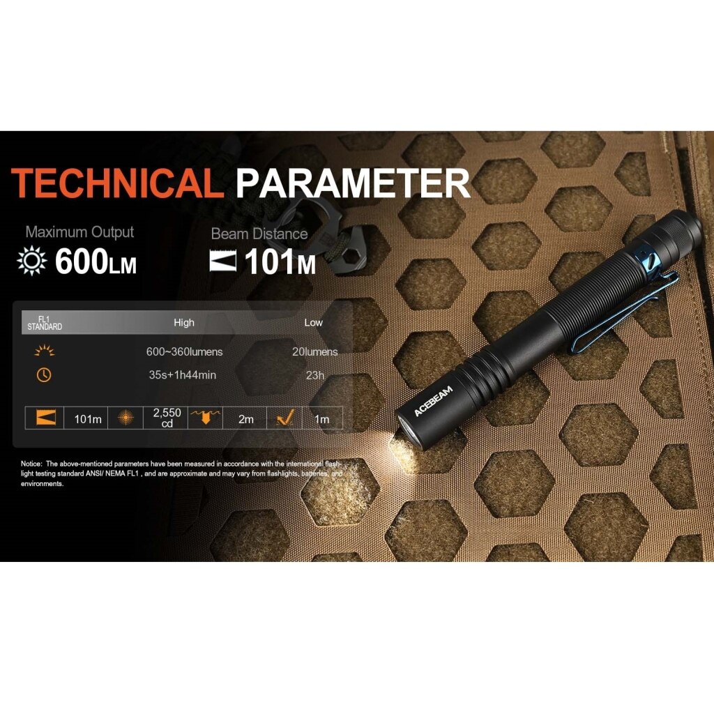 Lanterna tip pix Acebeam Pokelit 2AA pentu uz medical si tehnic ...