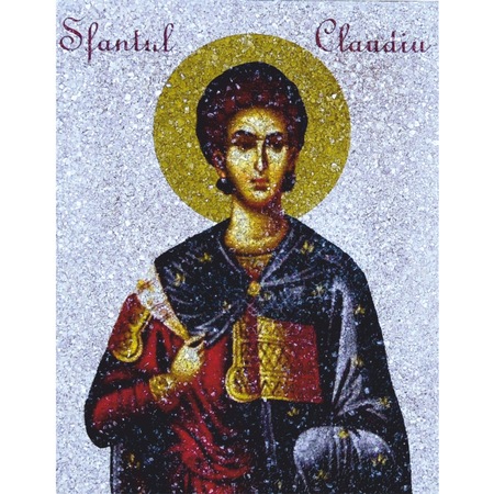 Icoana pe Coaja de OU, "Sfantul Claudiu ", Ecoart Movement, suport de ...
