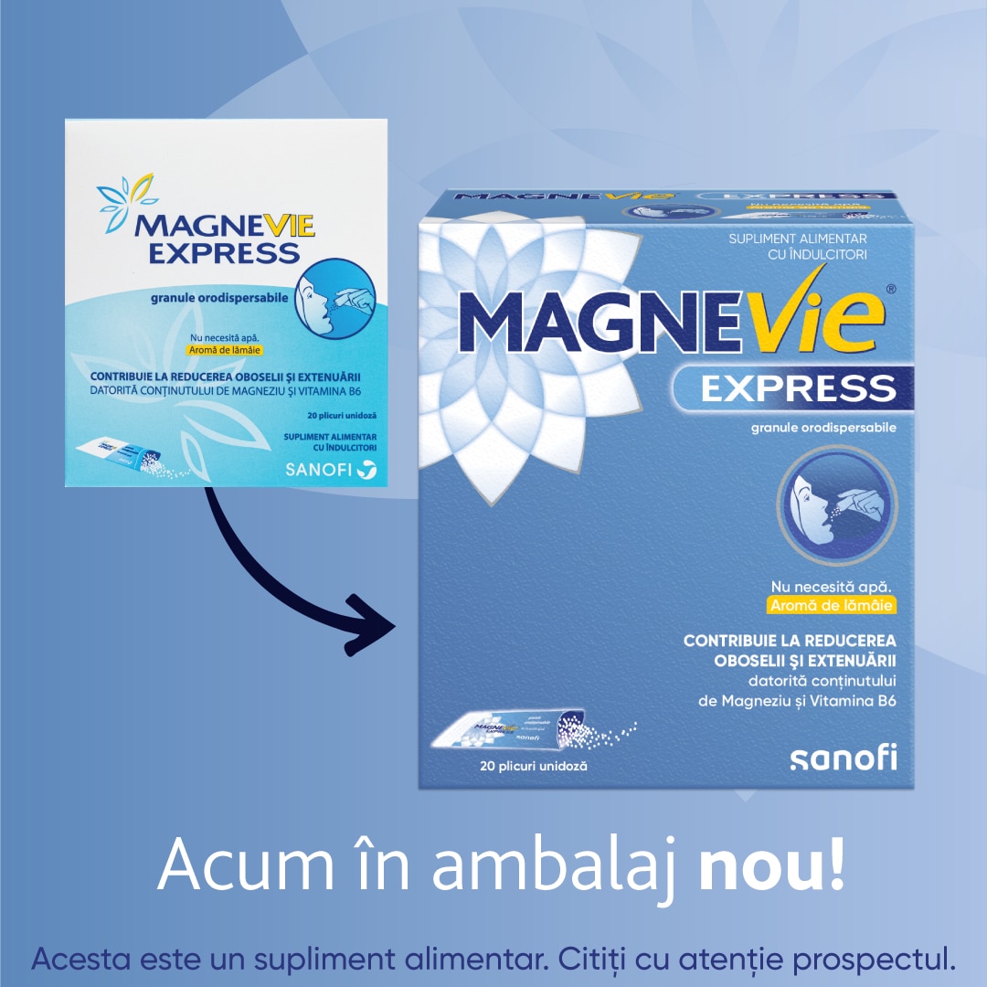 MagneVie Express, 150 mg magneziu + 0.7mg vitamina B6, plus de energie ...