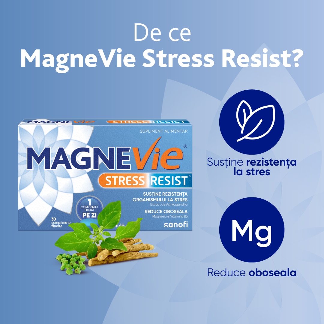 MagneVie Stress Resist cu Ashwaghanda 80mg + 60 mg magneziu + 1.4mg ...